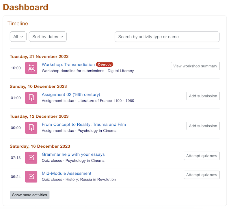 Verfolgen Sie Ihren Fortschritt | Moodle BFI Wien